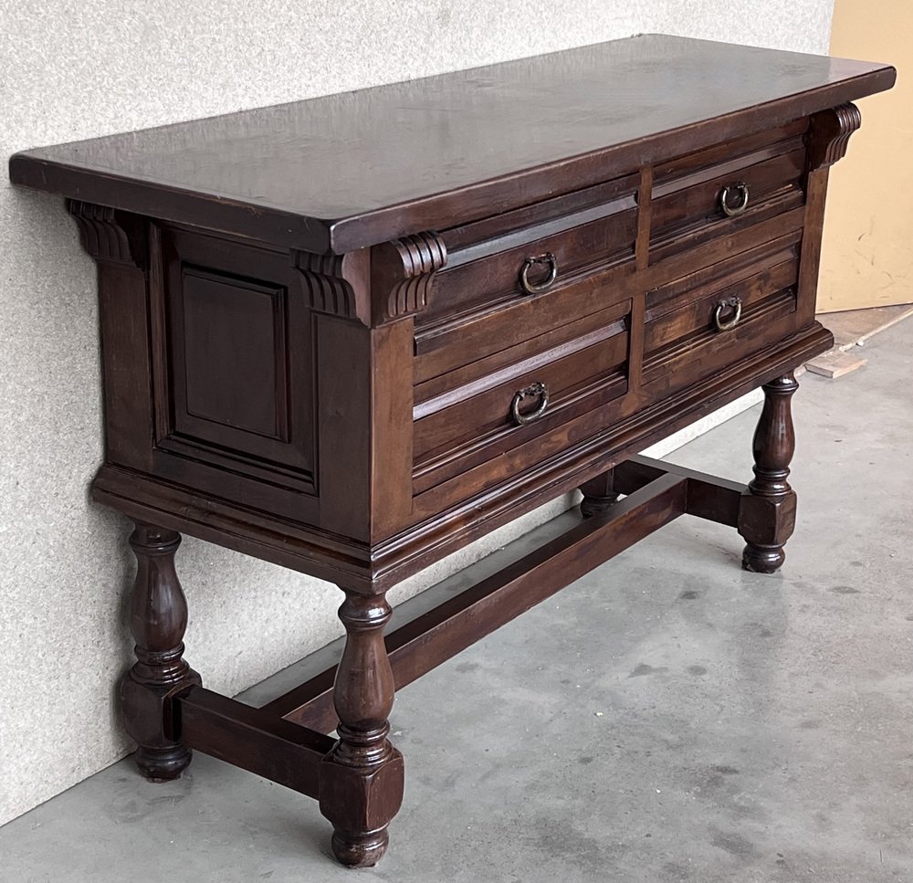 Spanish Console Chest Table with Four Carved Drawers, 1930s for sale at ...