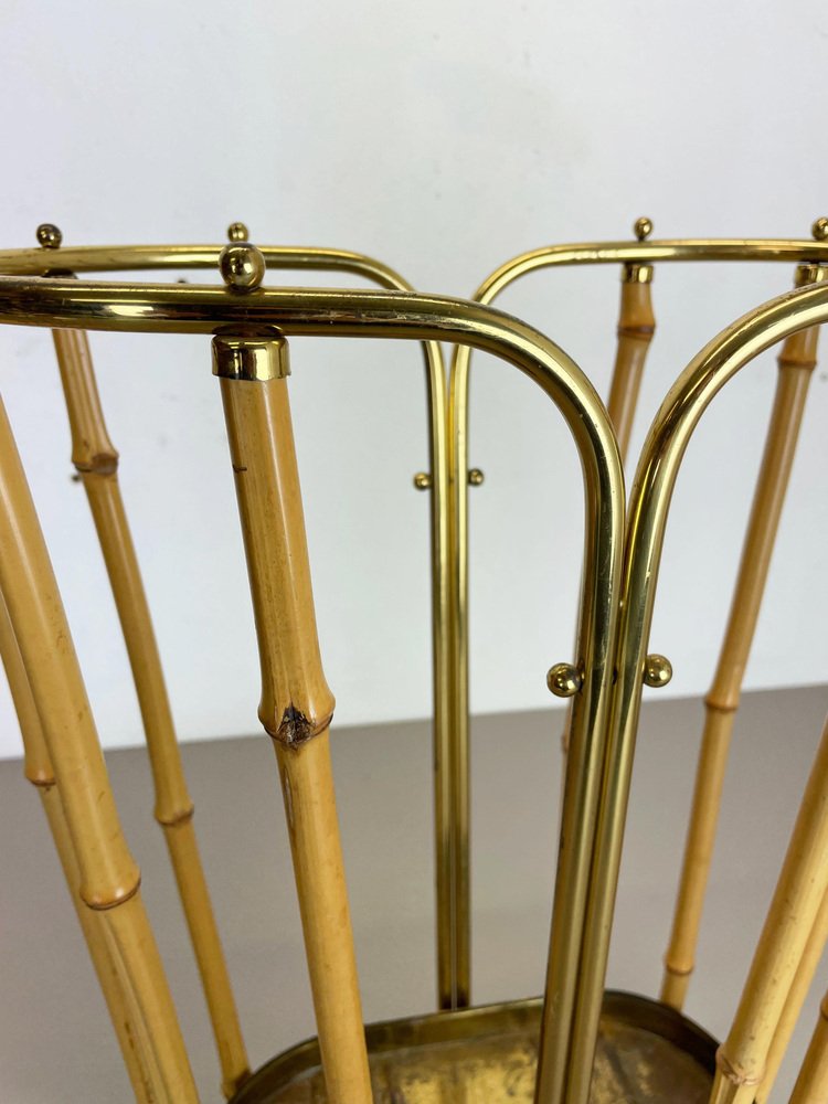 Hollywood Regency Brass and Bamboo Umbrella Stand, Austria, 1950s for ...
