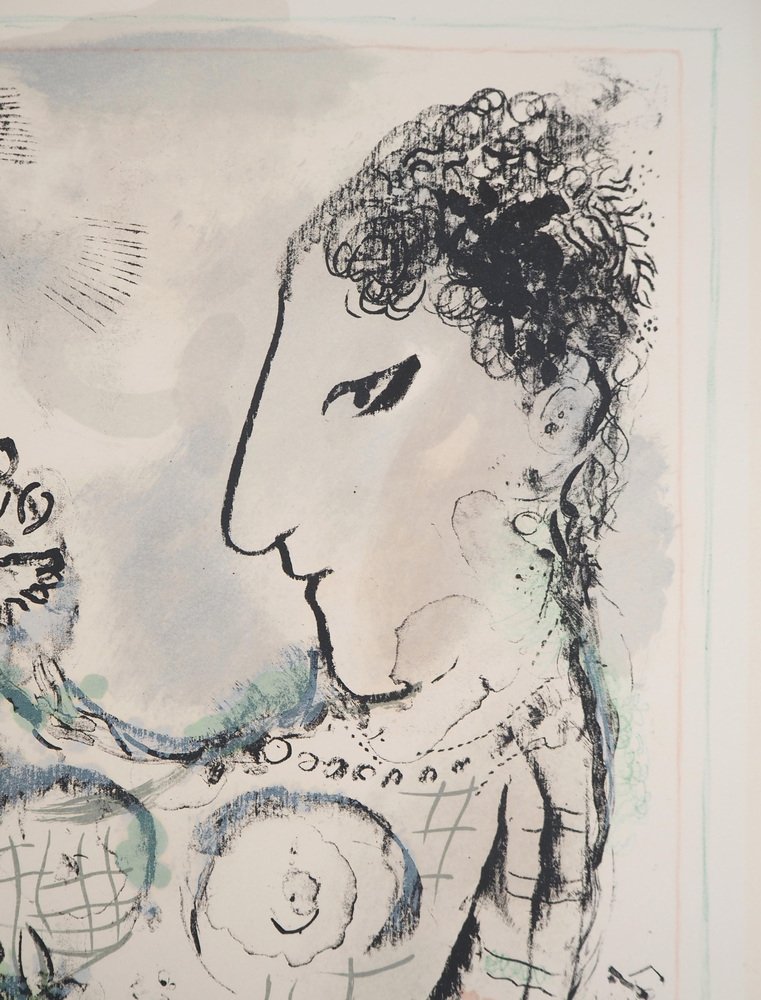 Marc Chagall, Selbstbildnis mit Blumenstrauß und Akt, Original Lithographie, 20. Jh bei Pamono ...