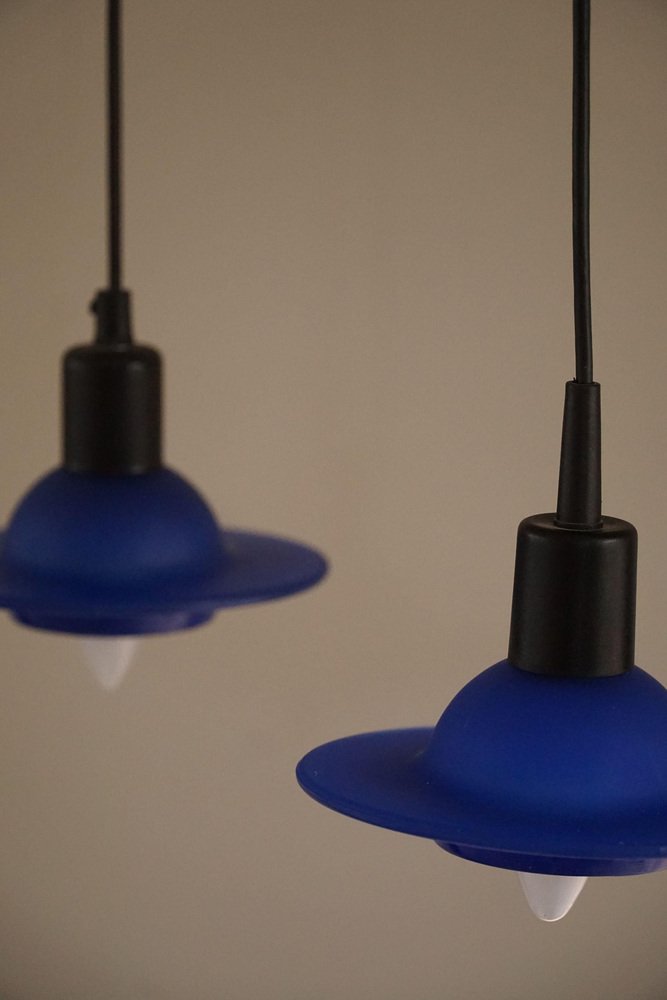 Blue Glass Pendants from Design Light A/S, Denmark, 1990s, Set of 4 for ...