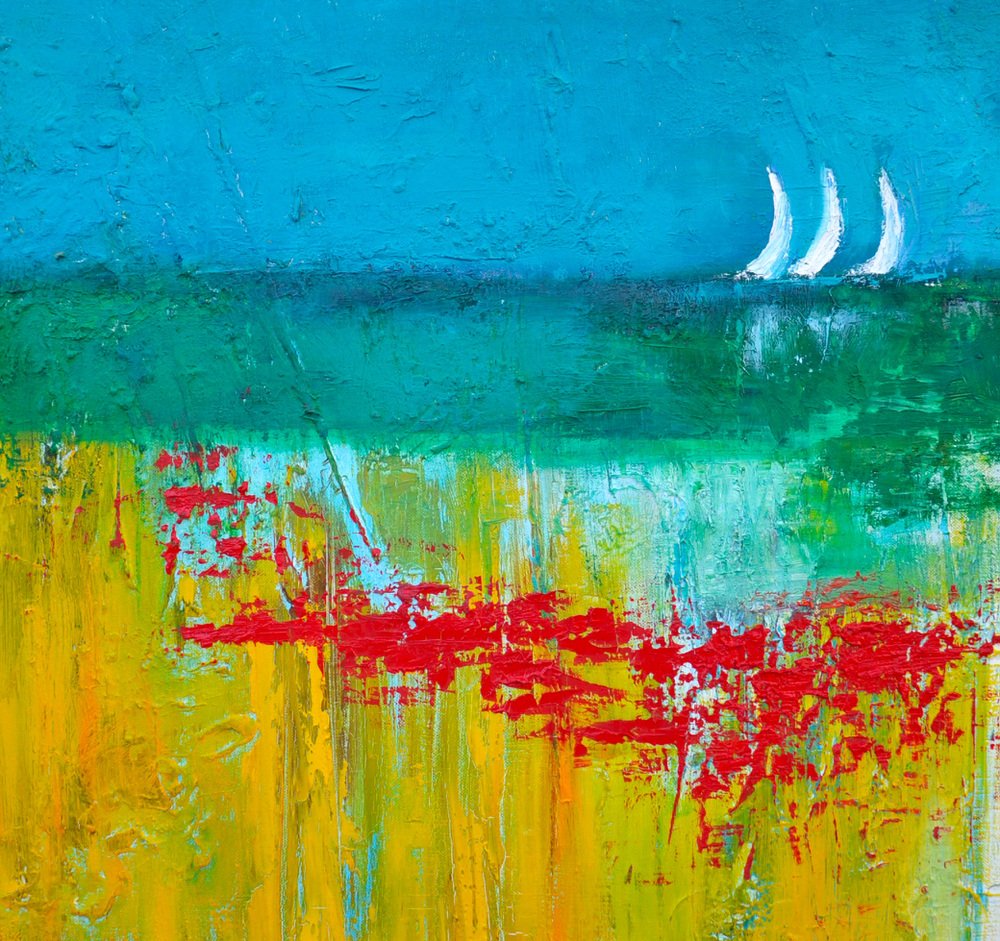 Francoise Laine, Trois voiles à l'horizon, 2022, Oil on Canvas for sale ...