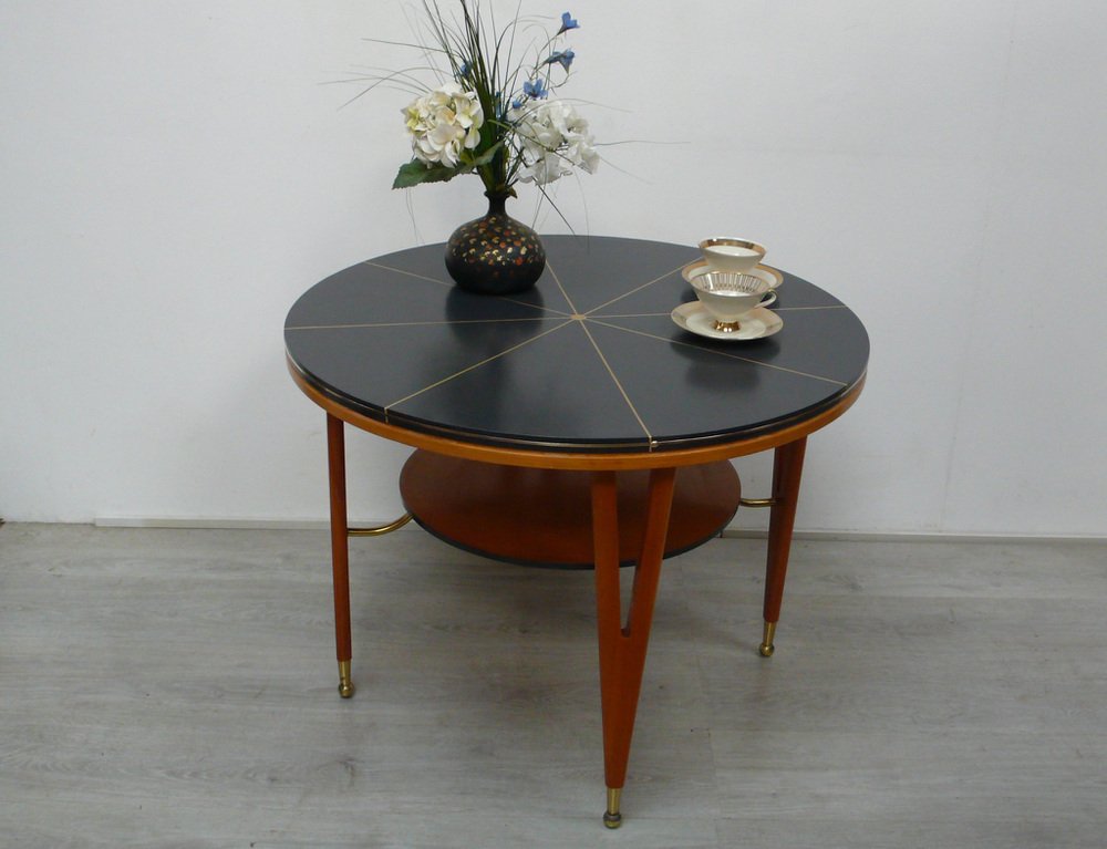 German Dark Grey Beechwood Model No 257 Round Coffee Table by Ilse for Ilse Möbel, 1950s for ...