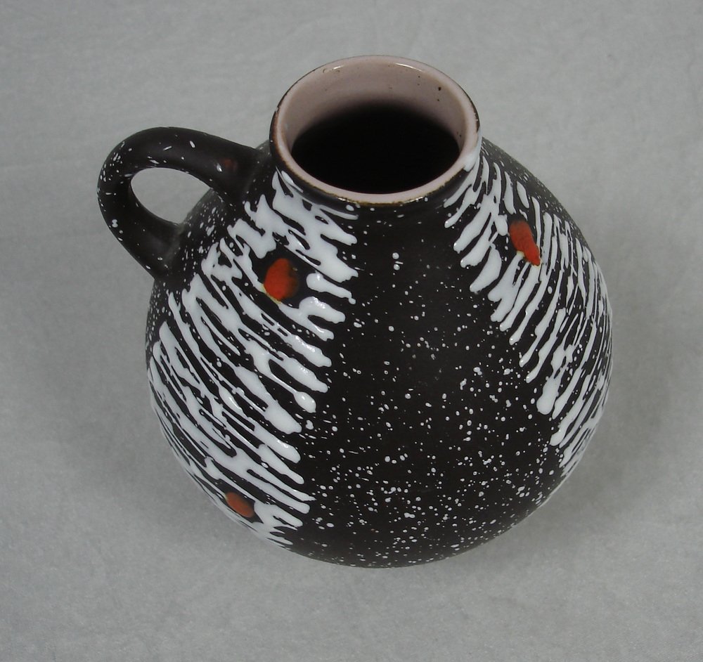 German Ceramic Drip Glaze Brown with White Stripes & Red Dots No. 650 ...
