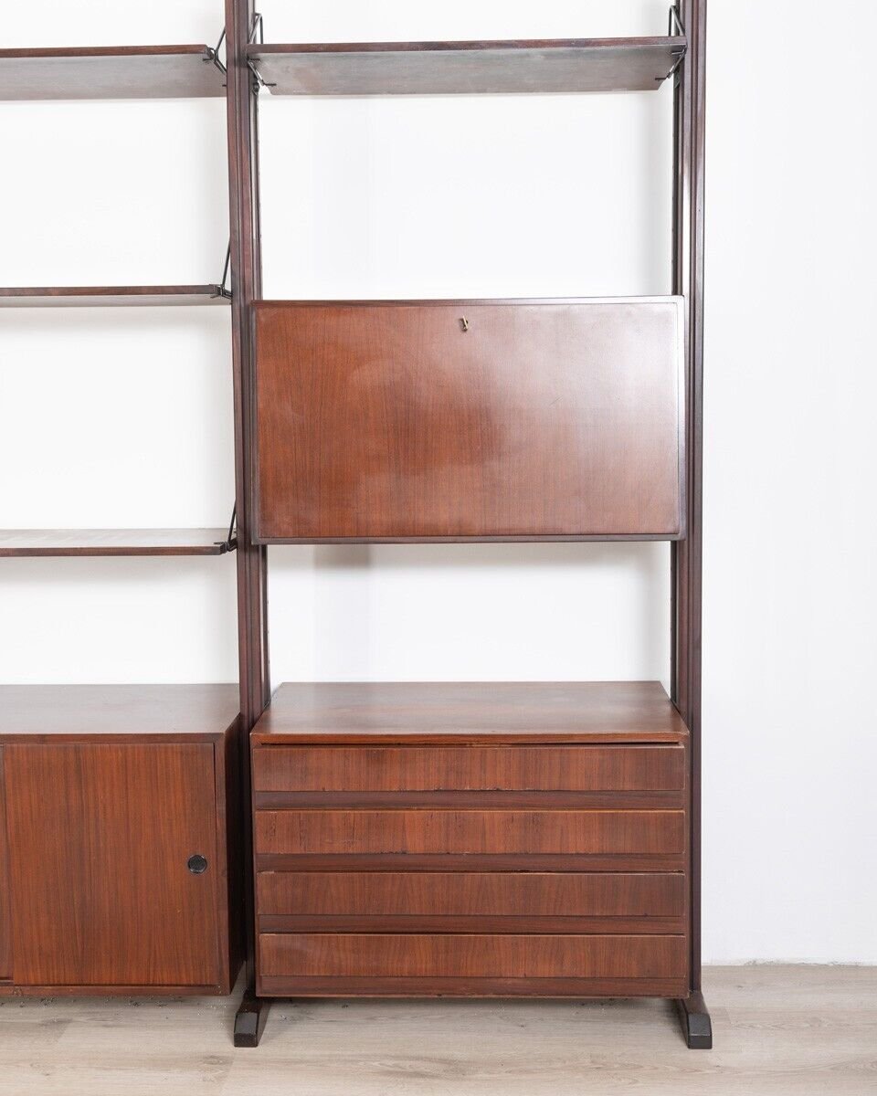 Wooden Floor-to-Ceiling Bookcase, 1950s for sale at Pamono