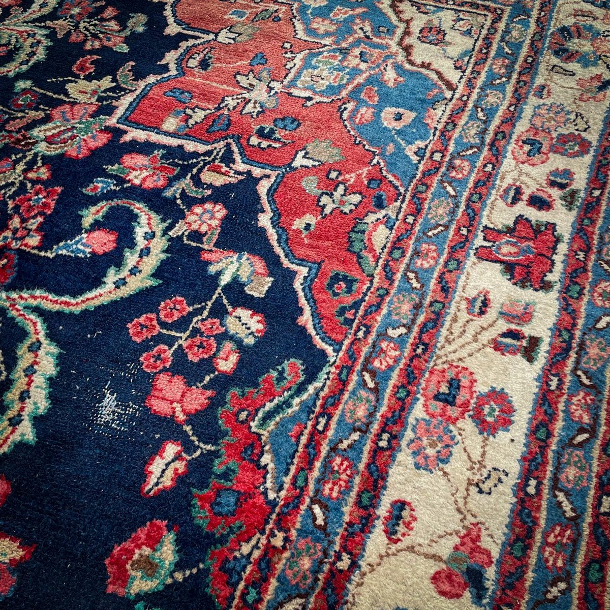 Large Vintage Middle Eastern Floral Rug for sale at Pamono