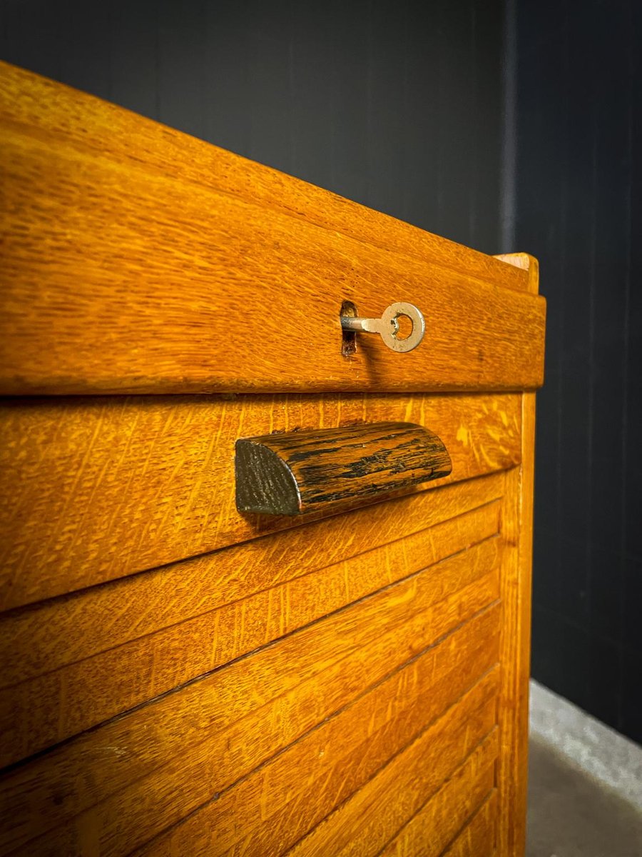 Art Deco Wooden Archive Roller Door Roller Shutter Cabinet, 1920s for ...