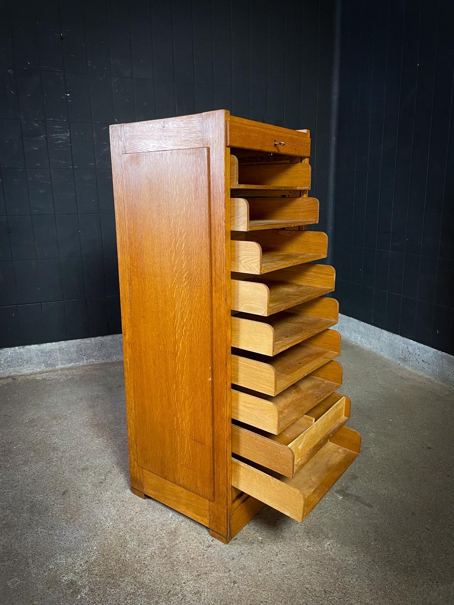 Art Deco Wooden Archive Roller Door Roller Shutter Cabinet, 1920s for ...