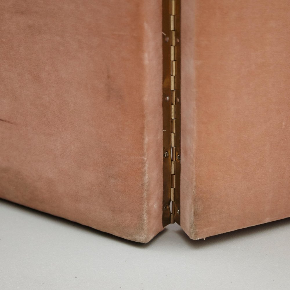 Large French Soft Pink Velvet Room Divider, 1960s for sale at Pamono