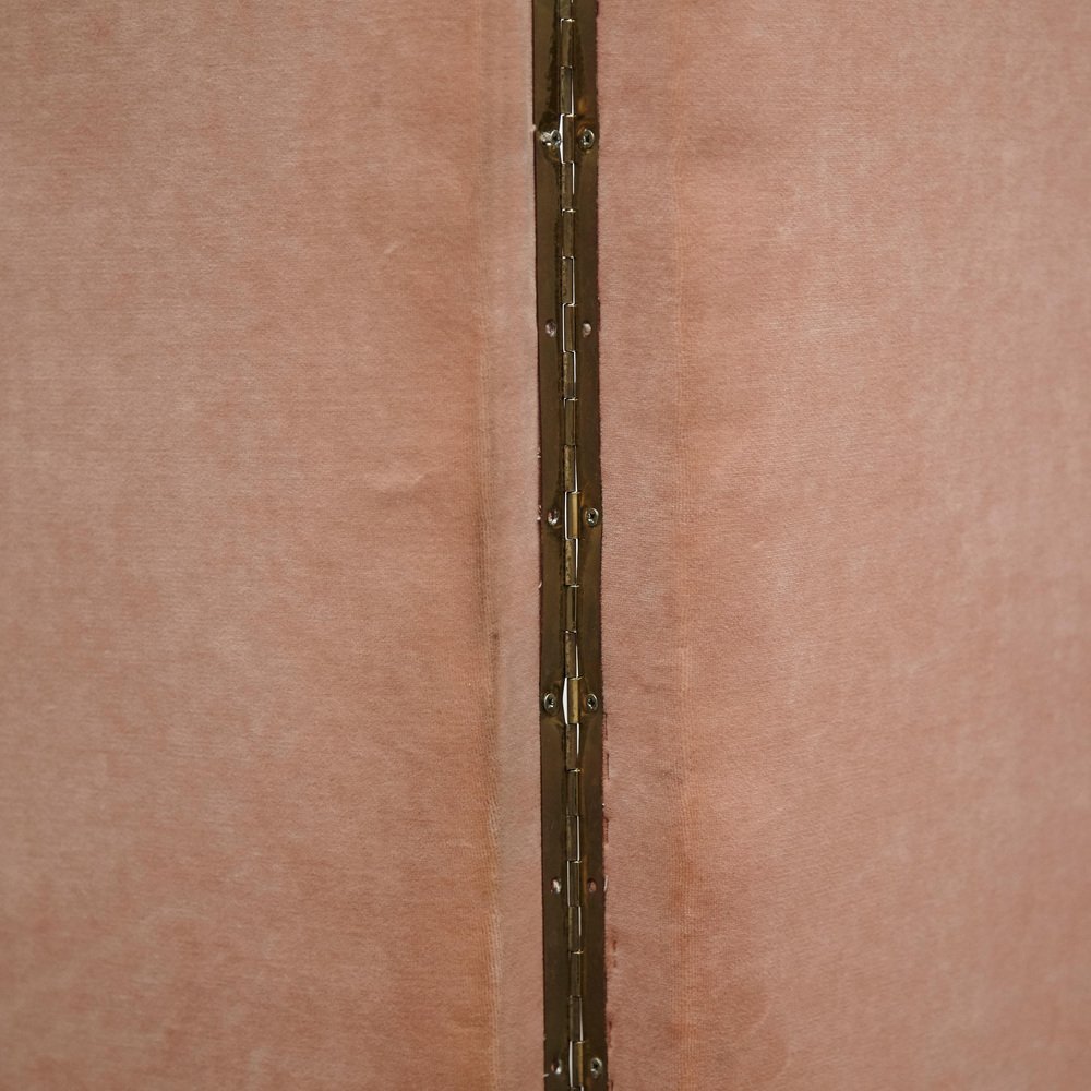 Large French Soft Pink Velvet Room Divider, 1960s for sale at Pamono