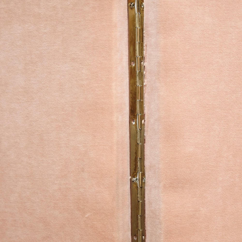 Large French Soft Pink Velvet Room Divider, 1960s for sale at Pamono