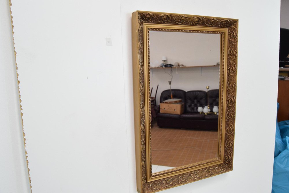 Mid-Century Gold Frame Mirror, 1960s for sale at Pamono
