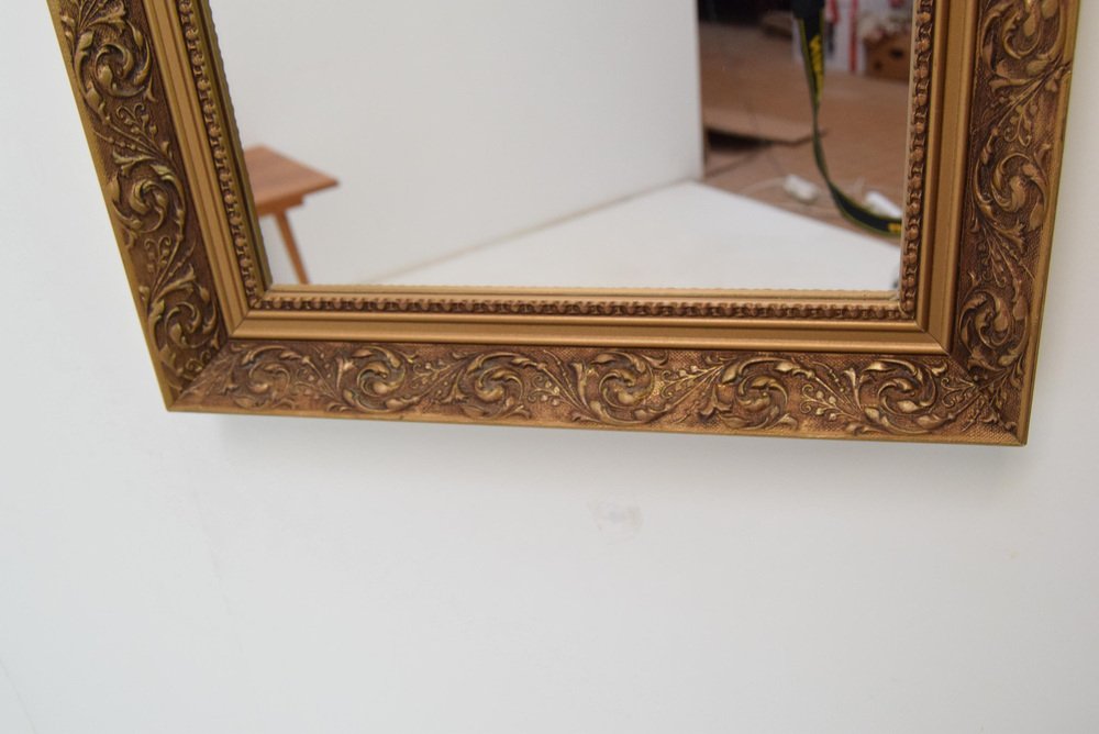 Mid-Century Gold Frame Mirror, 1960s for sale at Pamono