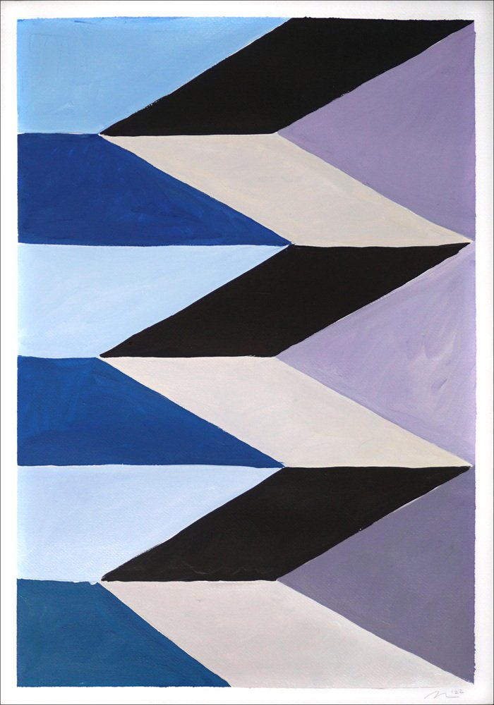 Natalia Roman, Surreal Stairs Mirage Diptychon in Blau, Lila und Schwarz, 2022, Acryl auf ...