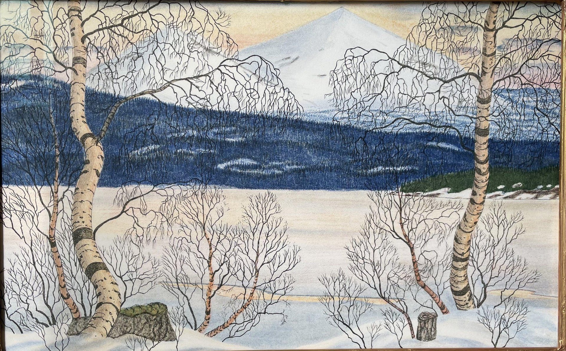 Per Julius, Winter Scene, Lithograph, Framed for sale at Pamono