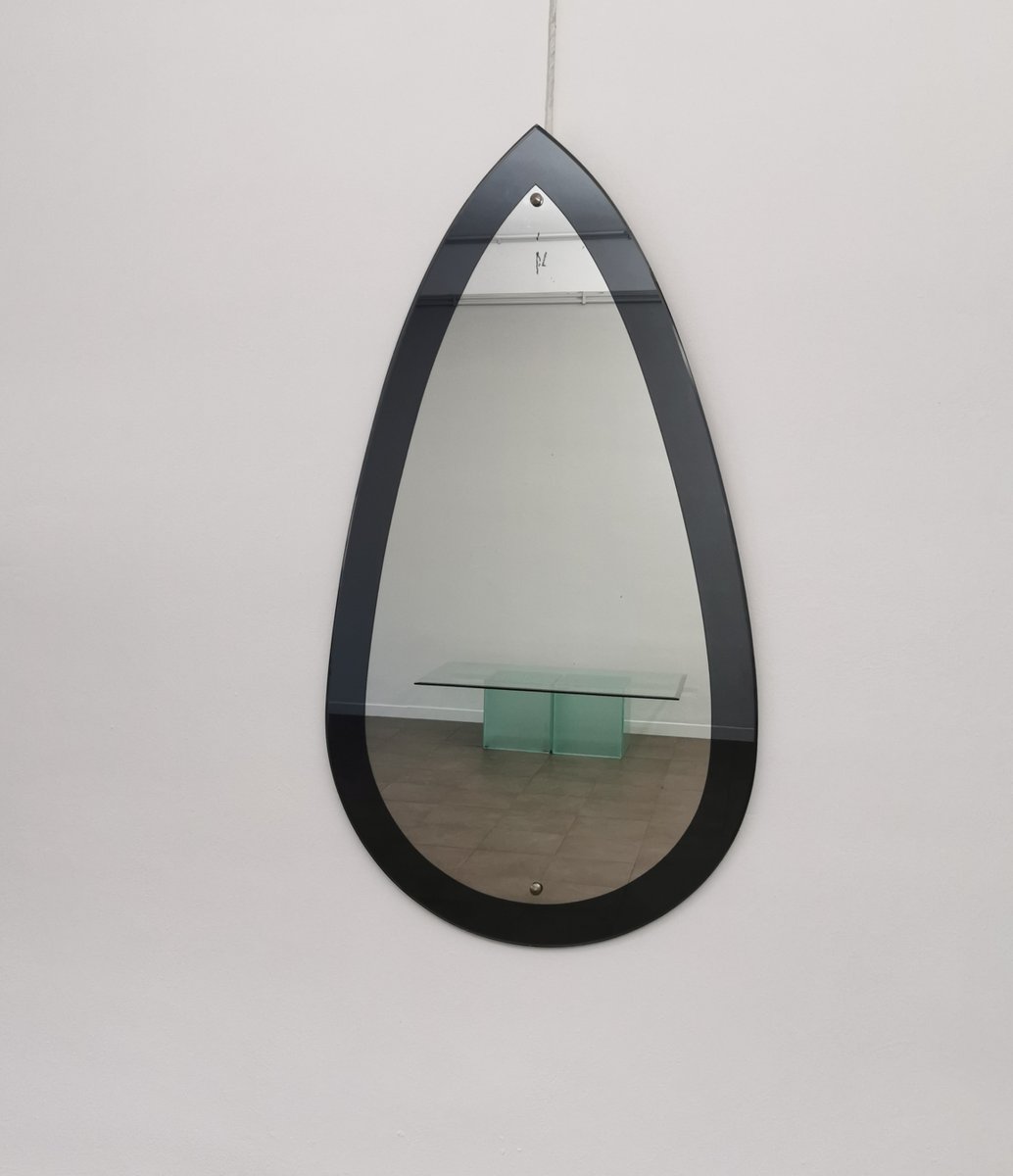 Itailan Wall Drop Mirror with Gray Mirrored Glass, 1970s for sale at Pamono