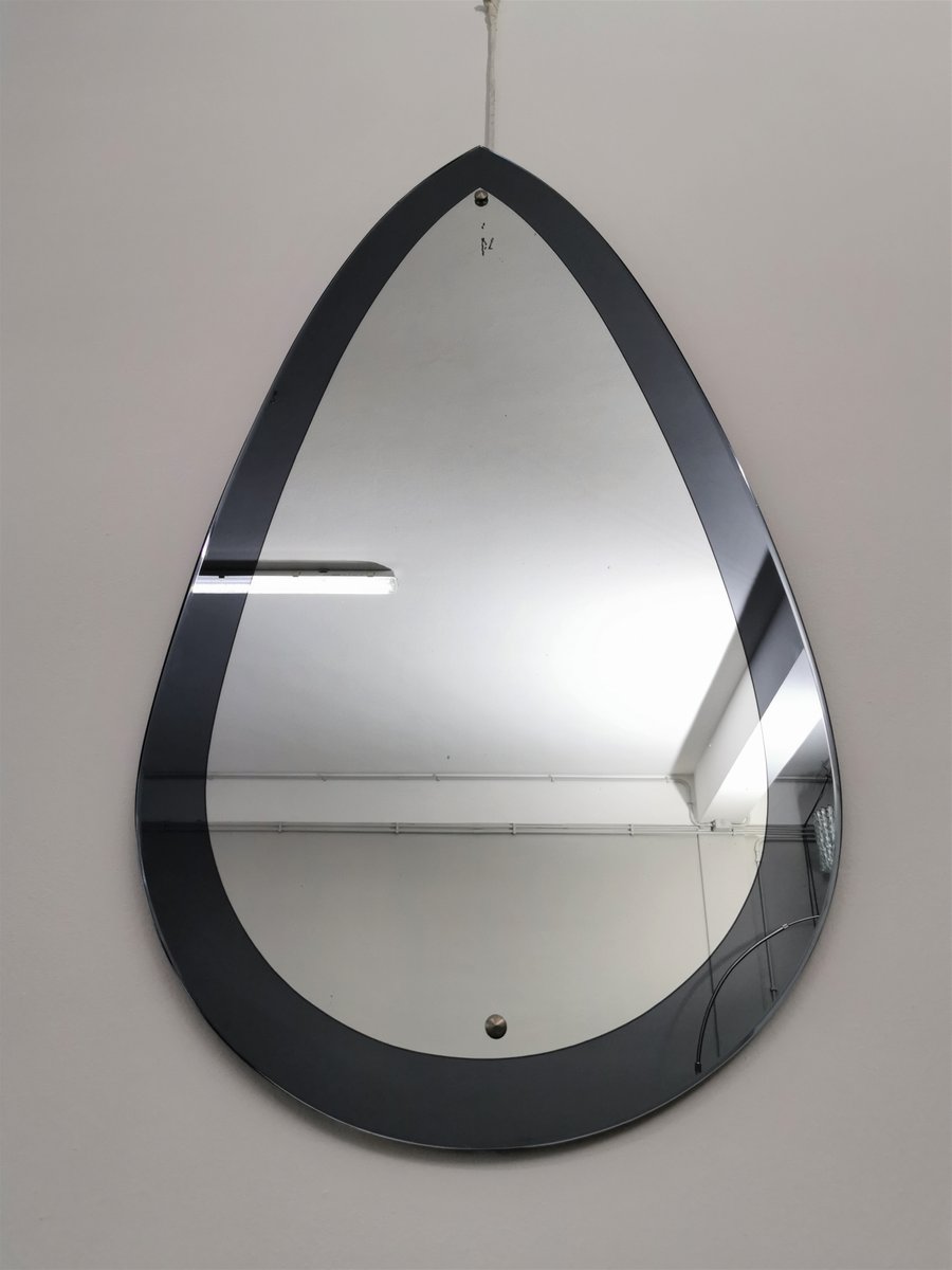 Itailan Wall Drop Mirror with Gray Mirrored Glass, 1970s for sale at Pamono