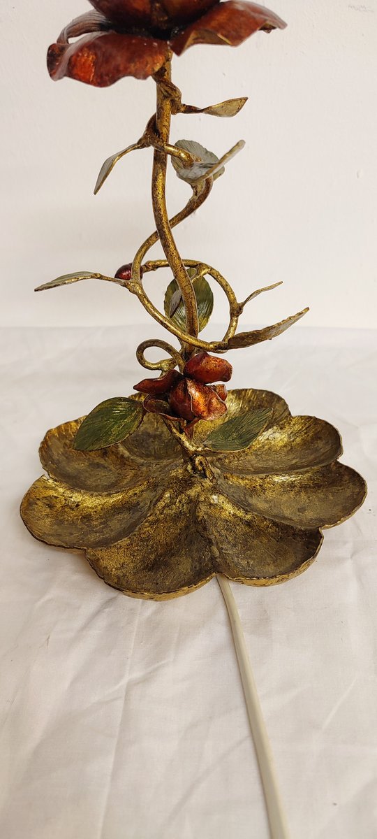 Wrought Iron Rose Bush Shaped Table Lamp. France, 1950s for sale at Pamono