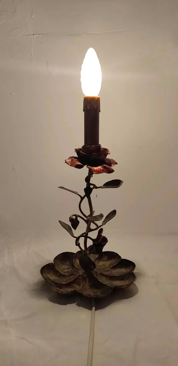 Wrought Iron Rose Bush Shaped Table Lamp. France, 1950s for sale at Pamono