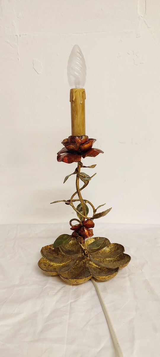 Wrought Iron Rose Bush Shaped Table Lamp. France, 1950s for sale at Pamono