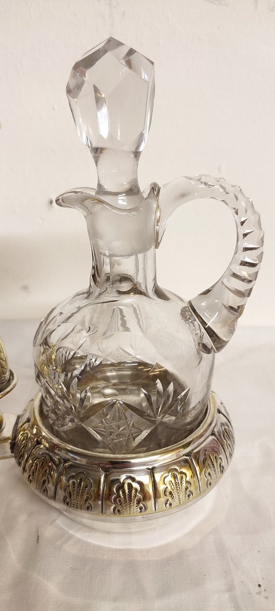 Metal and Carved Glass Vinegar Set, France, 1950s, Set of 3 for sale at ...