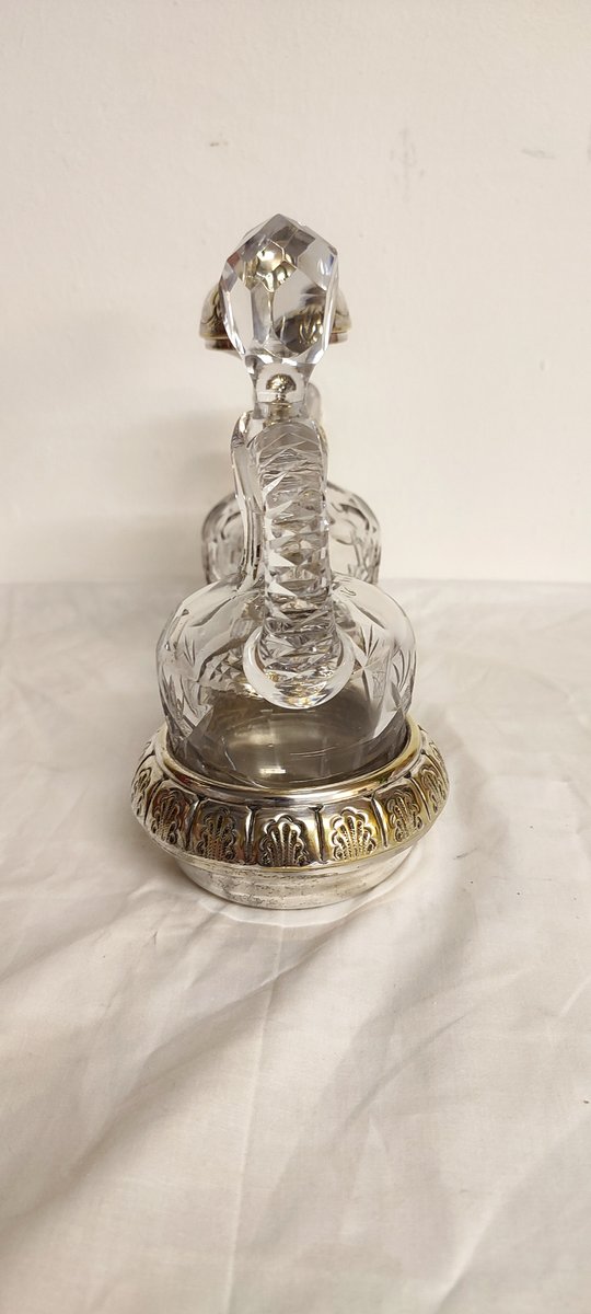 Essig-Set aus Metall & geschnitztem Glas, Frankreich, 1950er, 3er Set ...