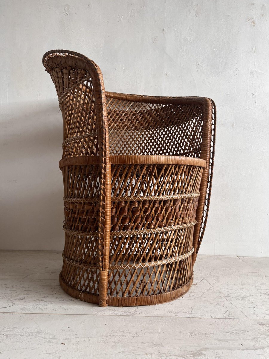 Vintage Wicker Bucket Chair for sale at Pamono