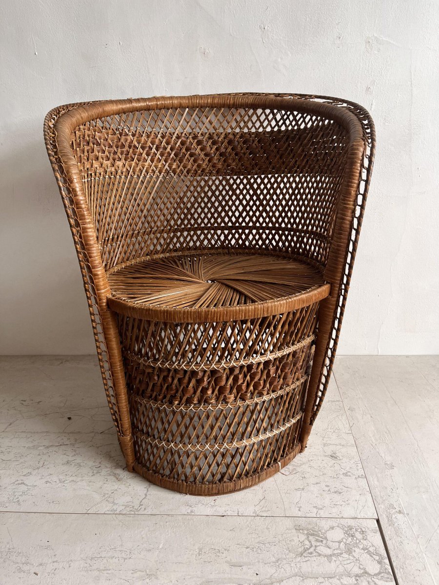 Vintage Wicker Bucket Chair for sale at Pamono