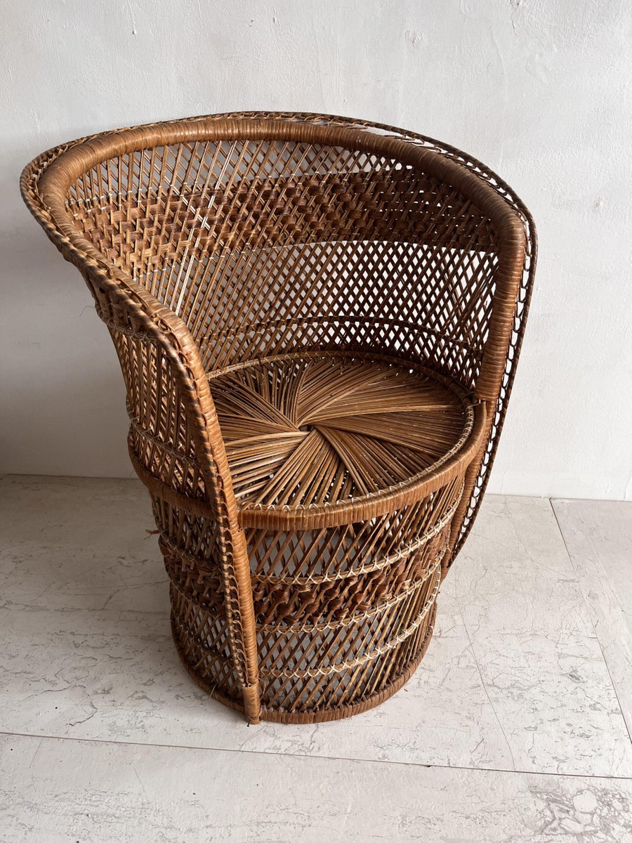 Vintage Wicker Bucket Chair for sale at Pamono