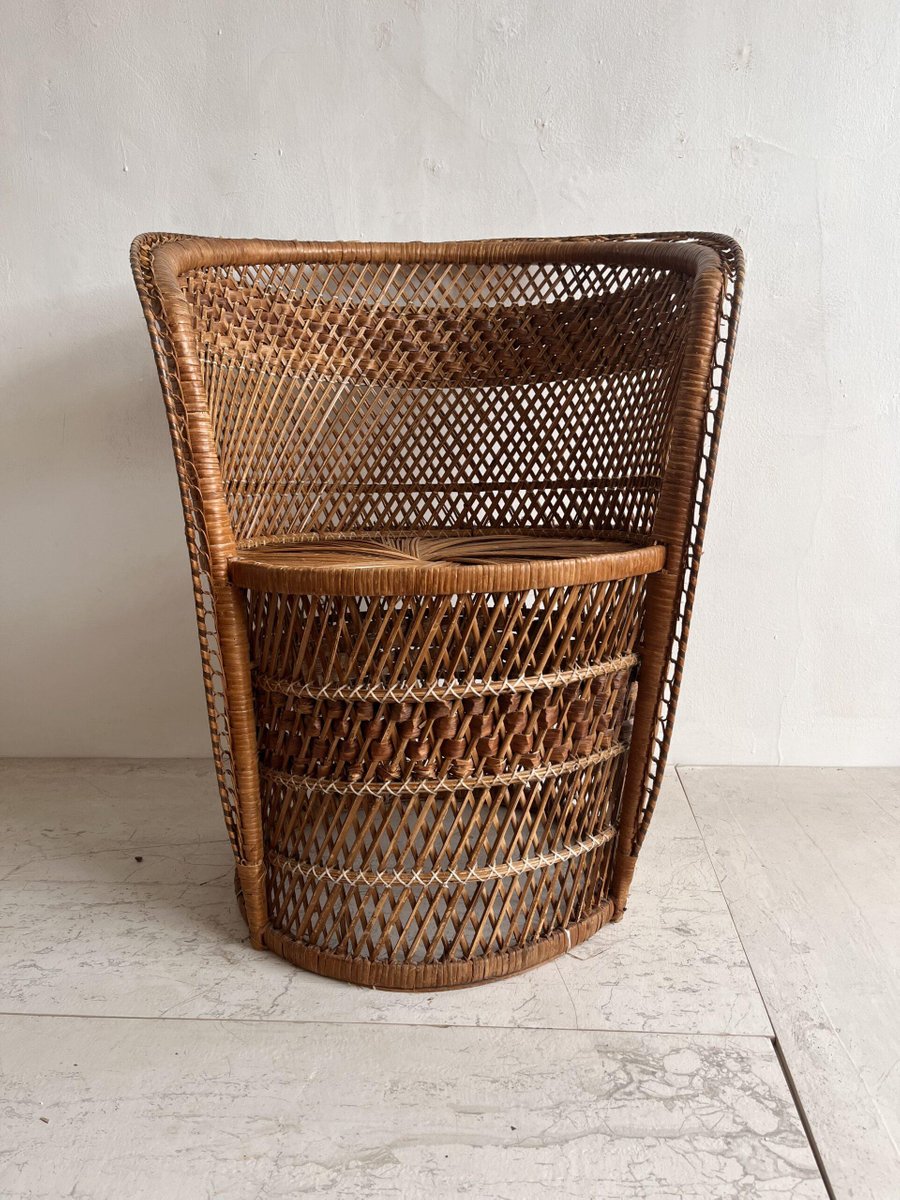 Vintage Wicker Bucket Chair for sale at Pamono