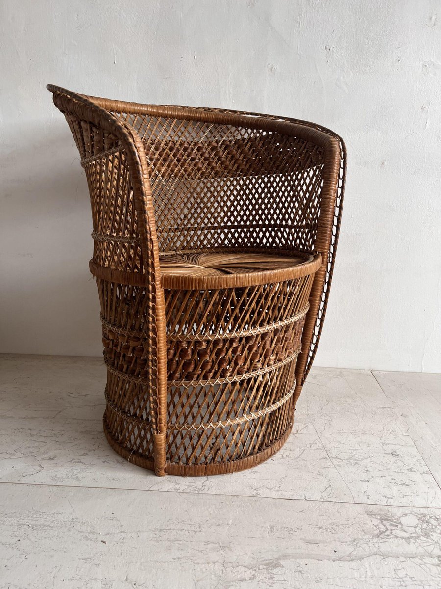 Vintage Wicker Bucket Chair for sale at Pamono
