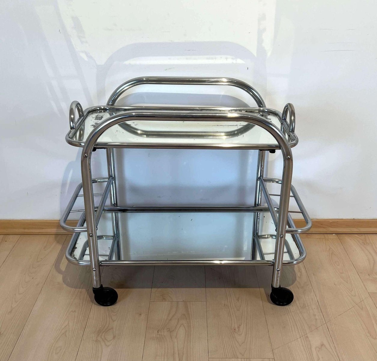 Art Deco Barwagen aus verchromtem Stahl von Robert Mallet-Stevens ...