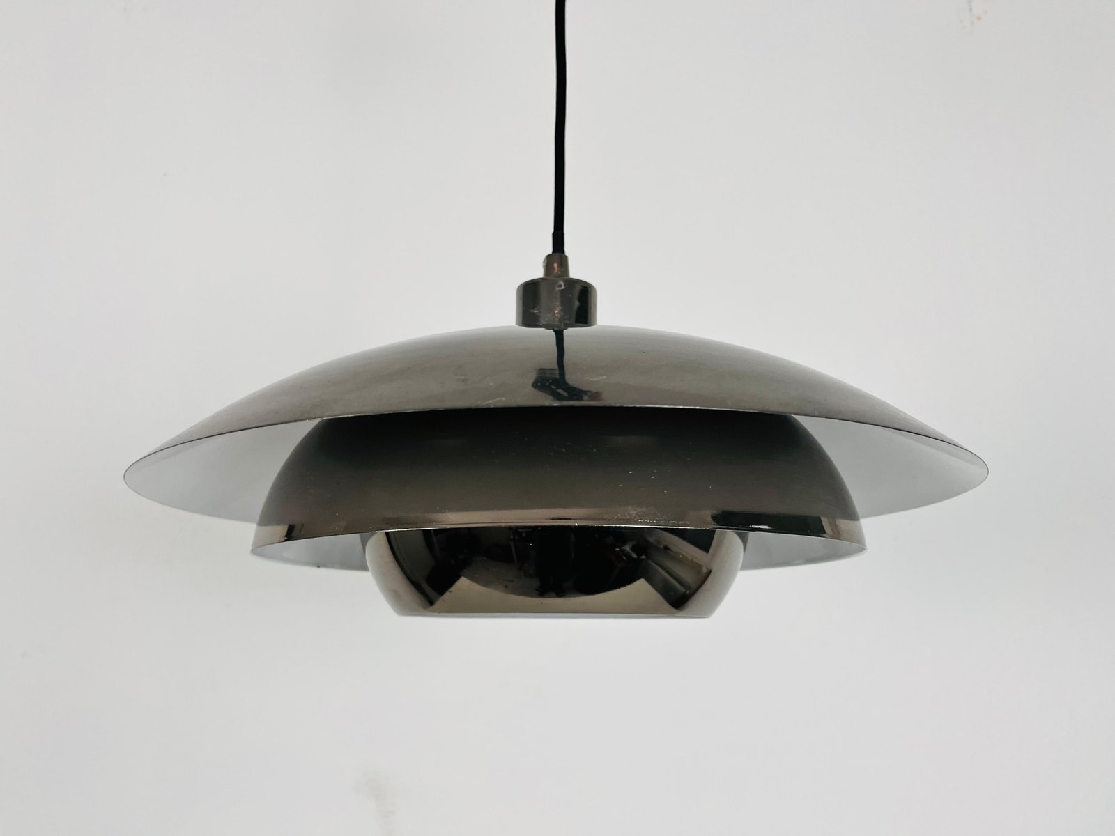 Danish Chrome and Metal Pendant Lamp, 1980s for sale at Pamono