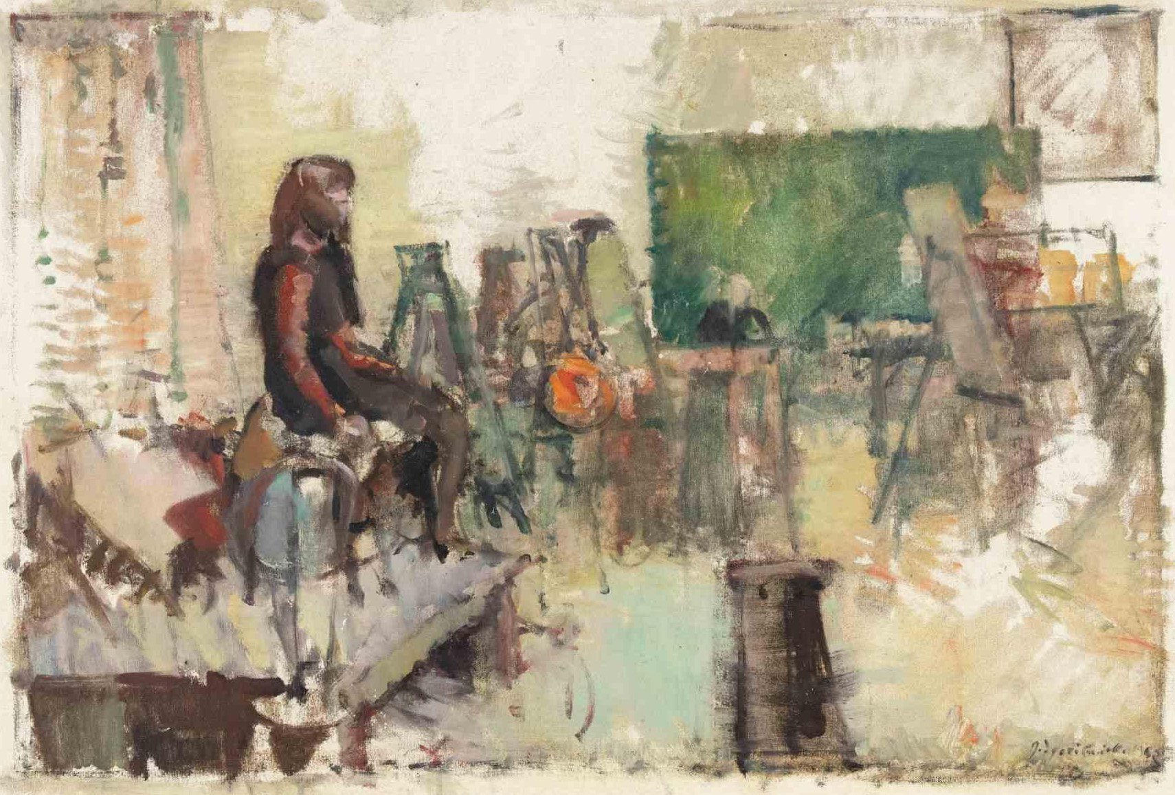 Dimitri Godicky Cwirko, Model in Studio, Original Oil on Canvas, 1968 ...