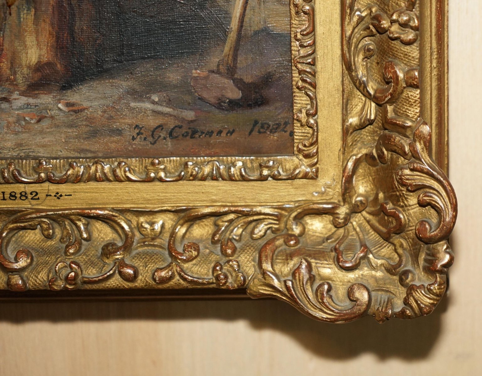 Frederick George Cotman, Blacksmith, 1882, Oil Painting, Framed for ...