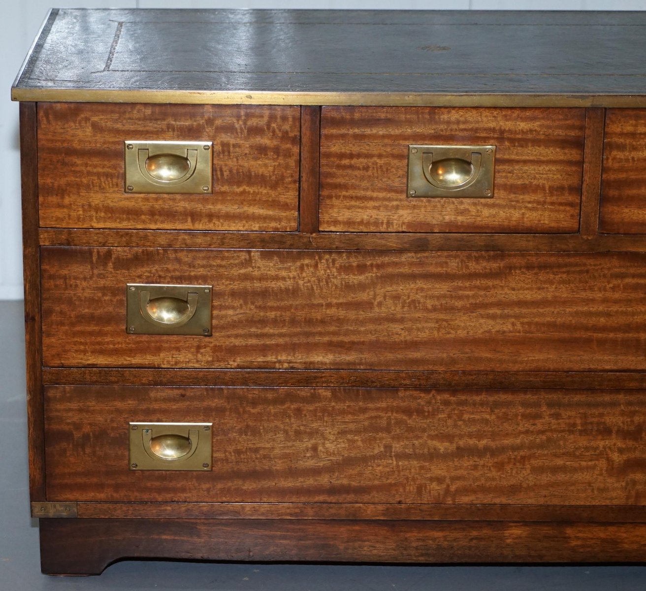 Reprodux Campaign Chest of Drawers with Leather Top by Bevan Funnell ...