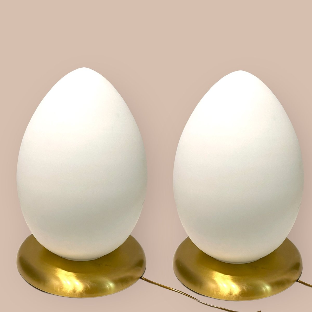 Opaline Glass Egg Table Lamps, Set of 2 for sale at Pamono