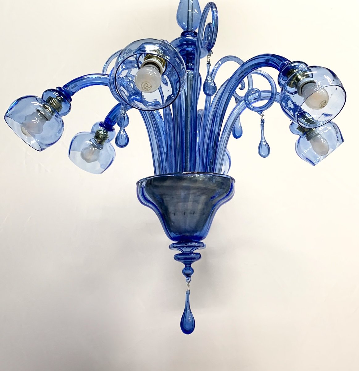 Blue Chandelier attributed to Venini, 1930 for sale at Pamono