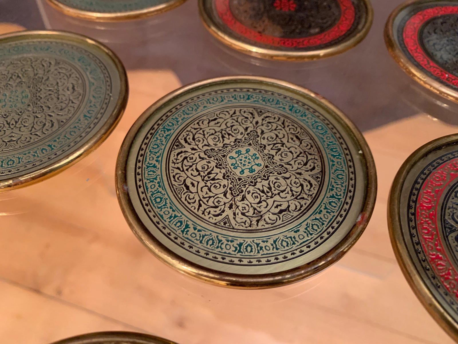 Brass Coasters, Morocco, 1960s, Set of 12 for sale at Pamono