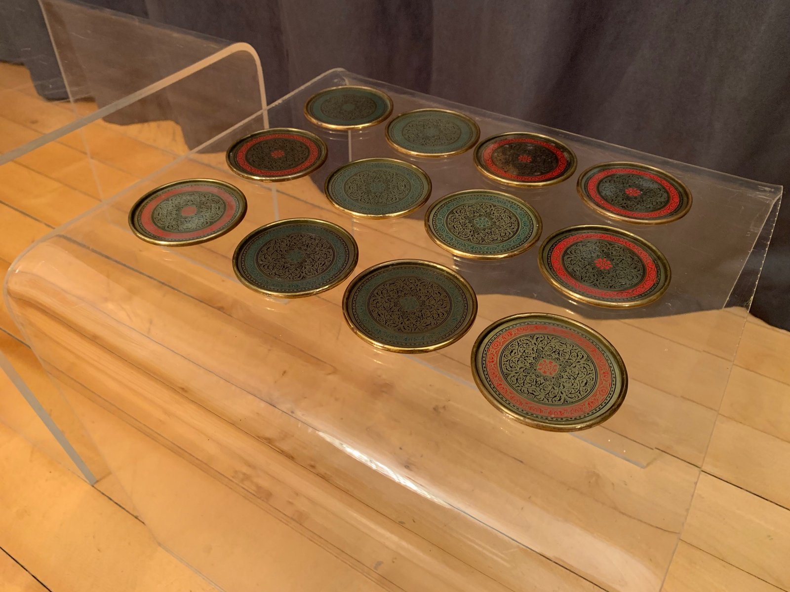 Brass Coasters, Morocco, 1960s, Set of 12 for sale at Pamono