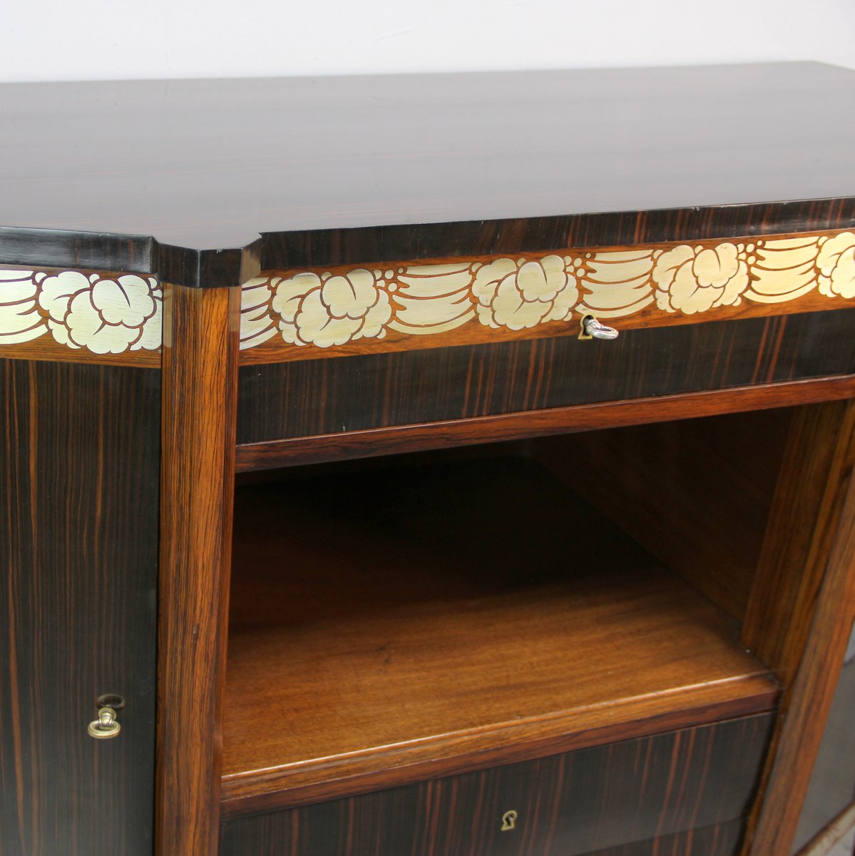 Art Decó Metal Marquetry Sideboard, 1920s for sale at Pamono
