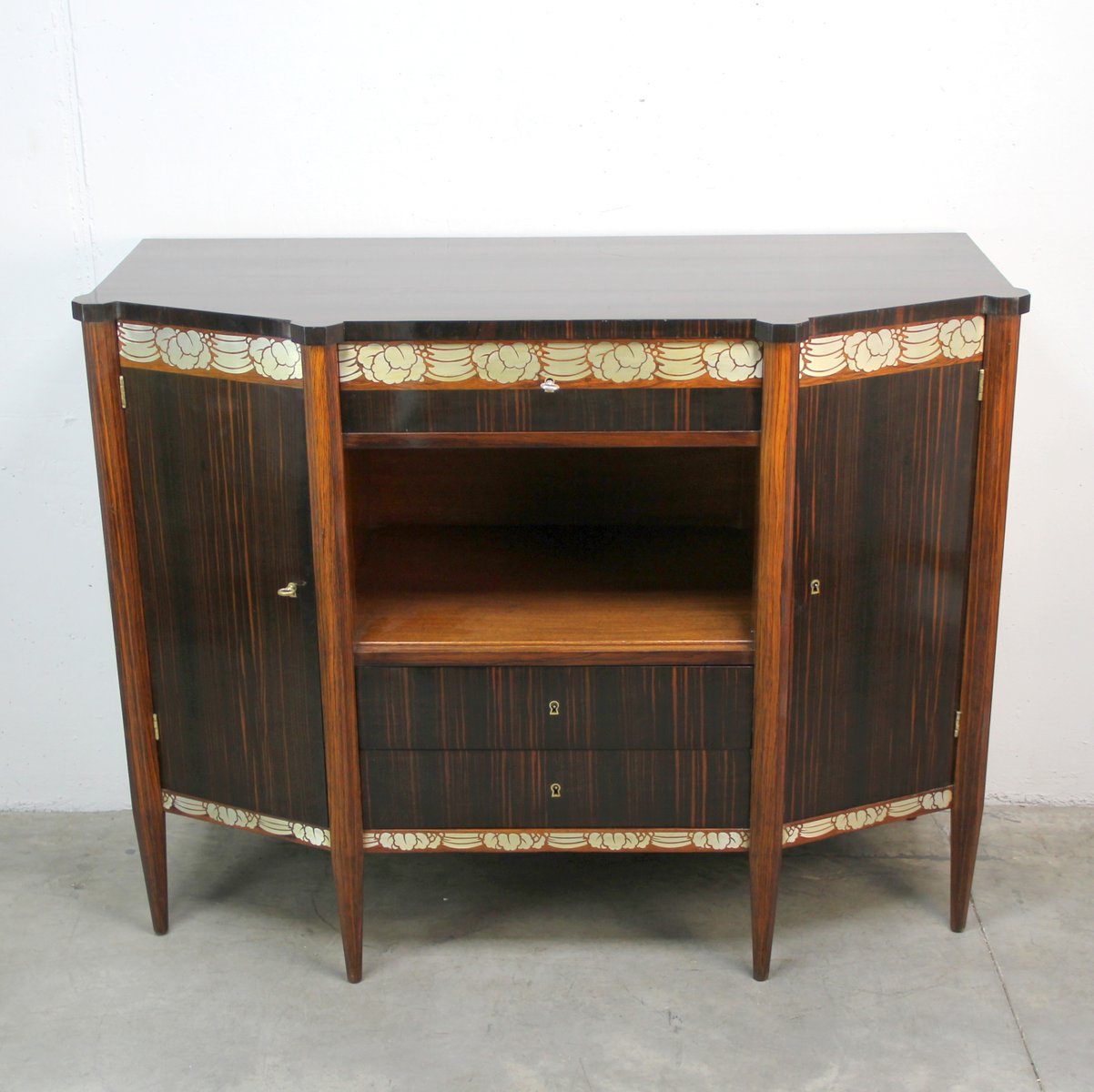 Art Decó Metal Marquetry Sideboard, 1920s for sale at Pamono