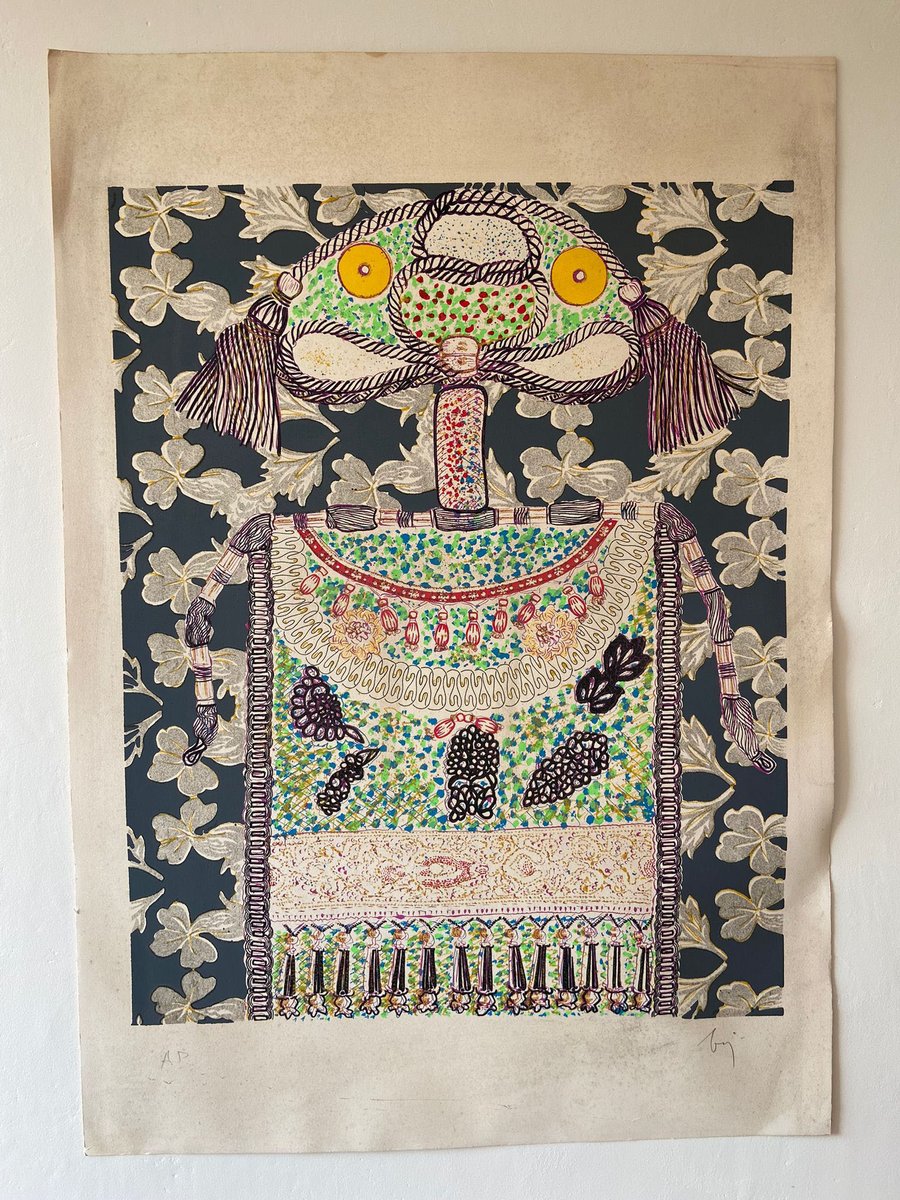 Enrico Baj, Lady Virginia Woolf, 1973, Holzschnitt bei Pamono kaufen