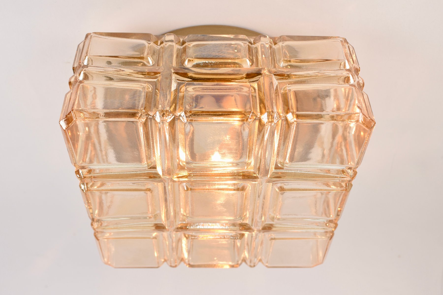 Bernsteinfarbene Deckenlampe aus Glas von ES Horn bei Pamono kaufen