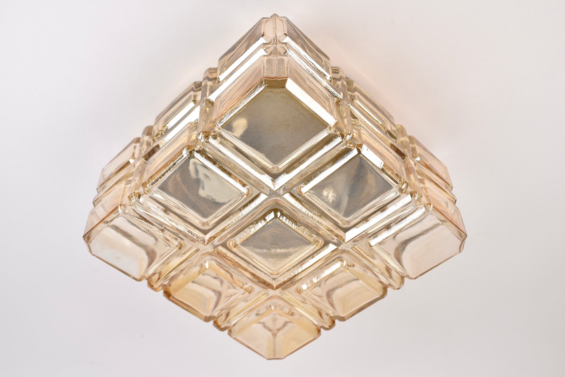 Bernsteinfarbene Deckenlampe aus Glas von ES Horn bei Pamono kaufen