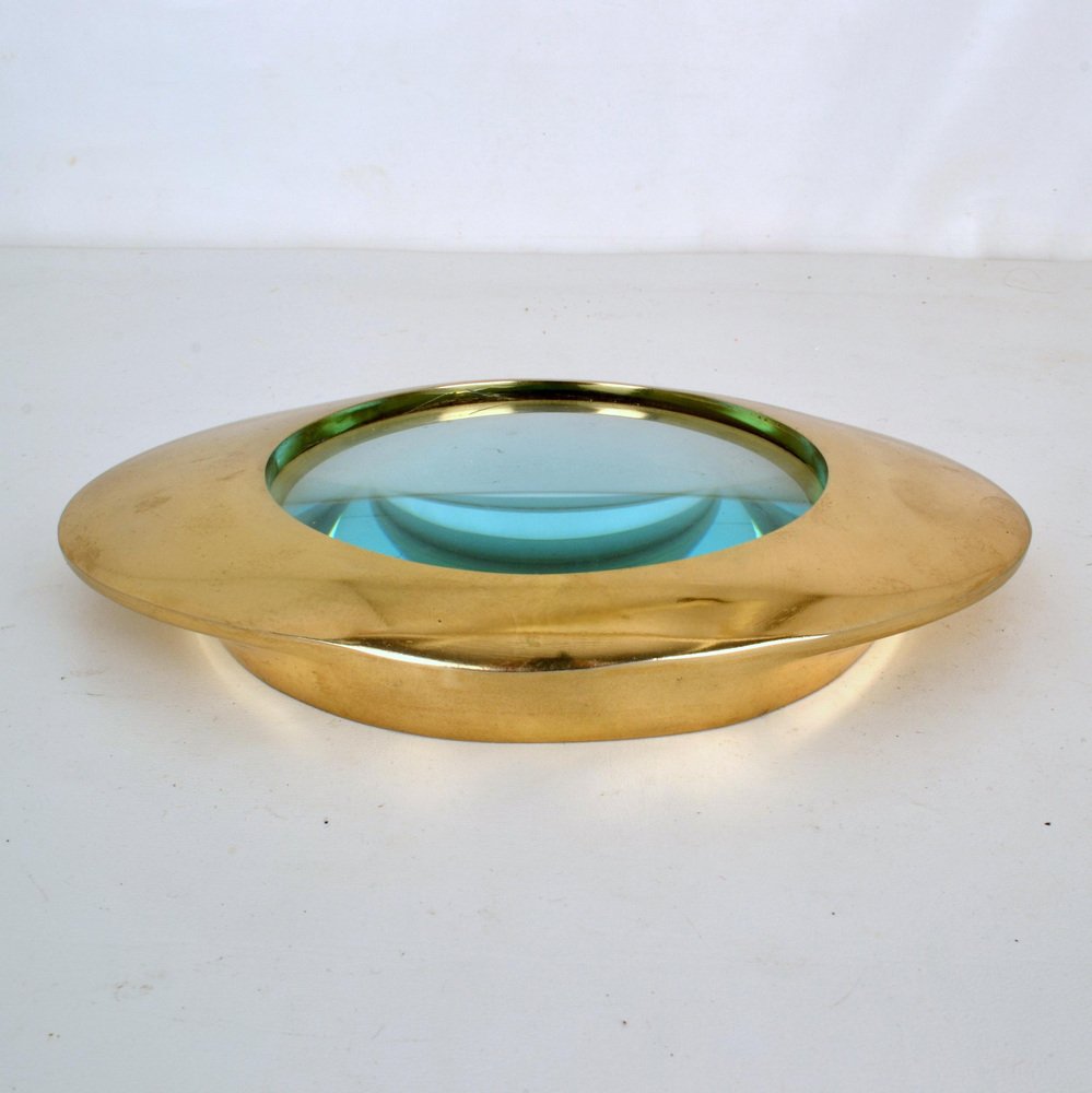 Large Decorative Brass Magnifying Glass Lens, 2000s for sale at Pamono