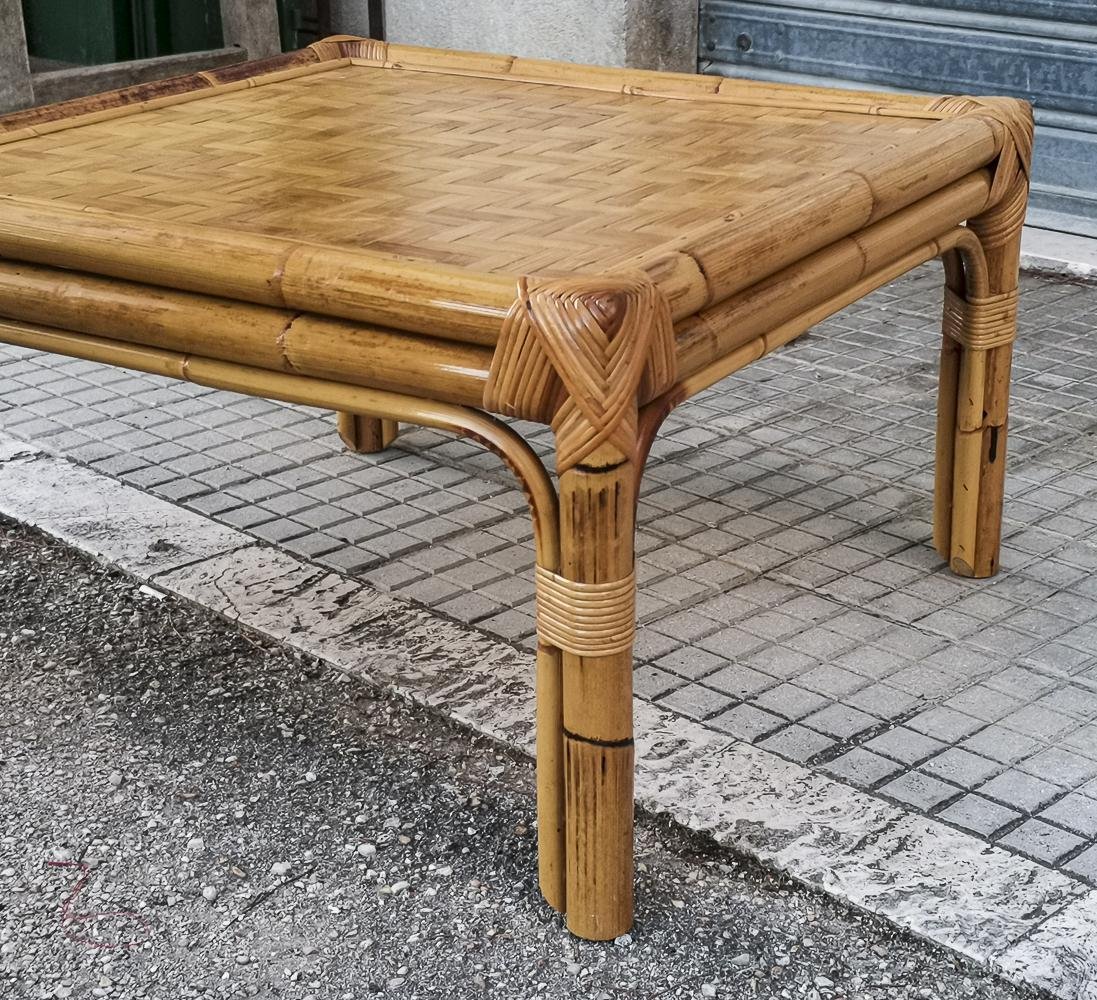 Low Bamboo Coffee Table, 1960s for sale at Pamono