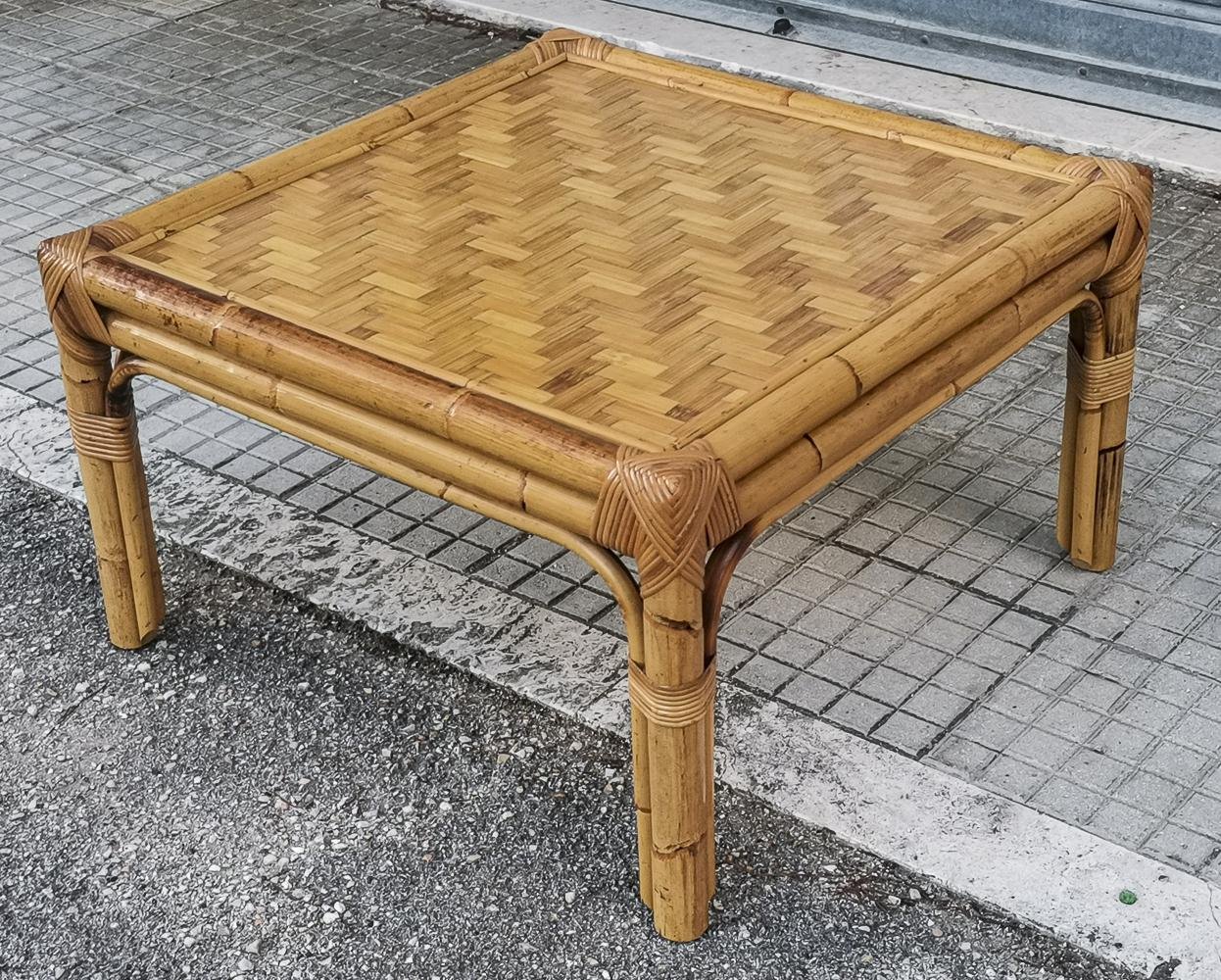 Low Bamboo Coffee Table, 1960s for sale at Pamono