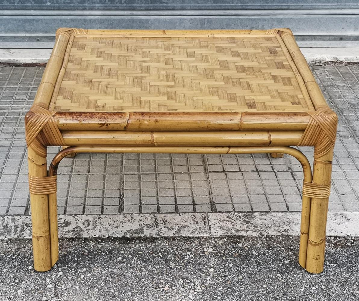 Low Bamboo Coffee Table, 1960s for sale at Pamono