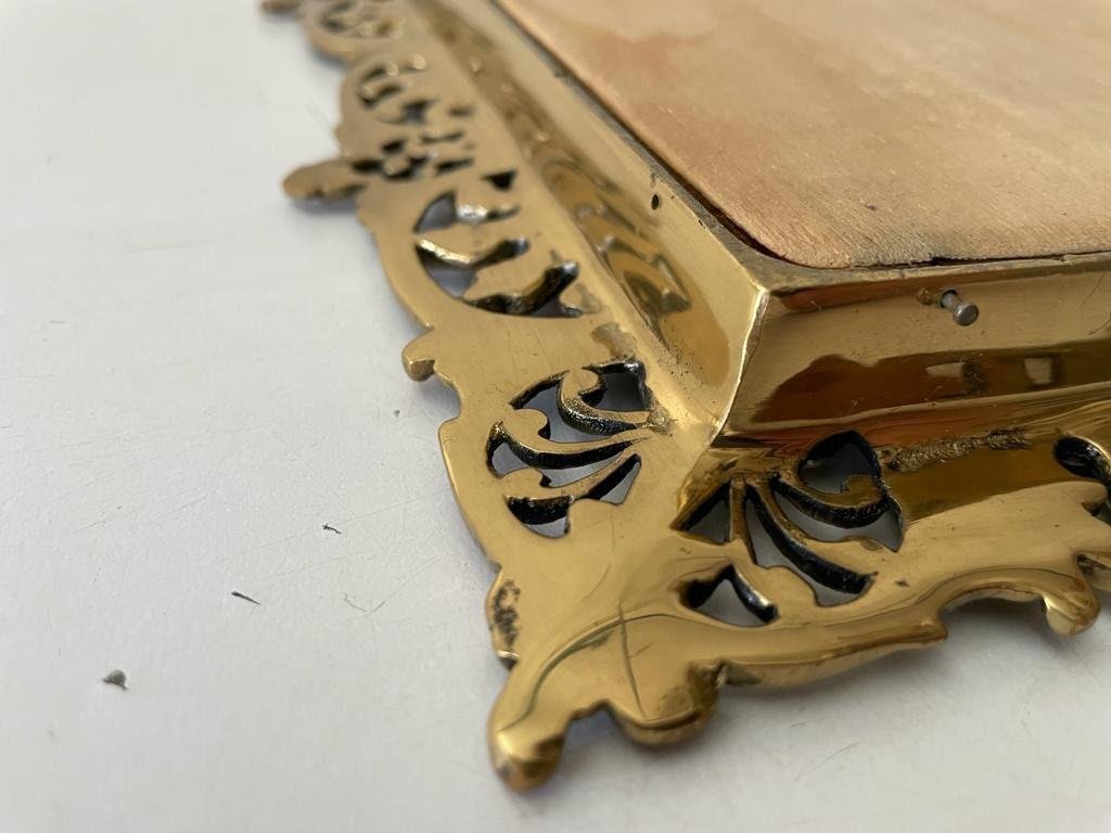 Rectangular Mirror with Floral Brass Frame, Germany, 1950s for sale at ...