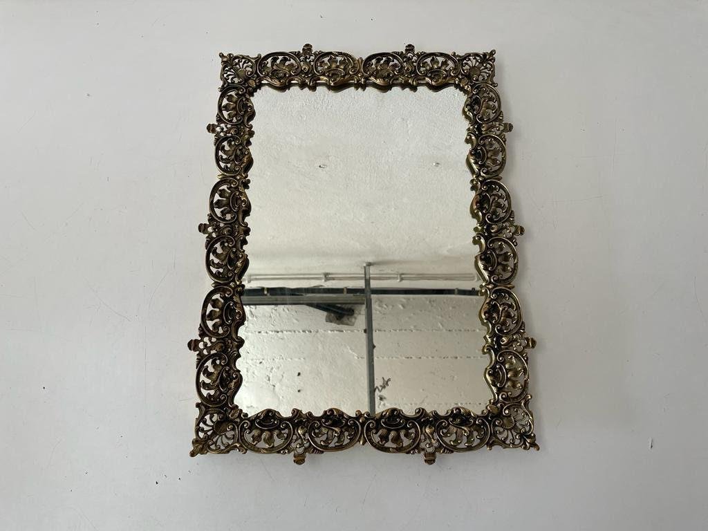 Rectangular Mirror with Floral Brass Frame, Germany, 1950s for sale at ...